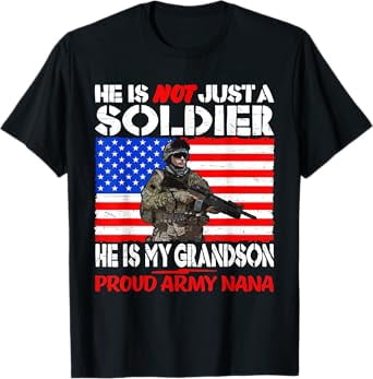 Hot Trending T-Shirt With My Grandson My Soldier Hero Proud Army Nana ...