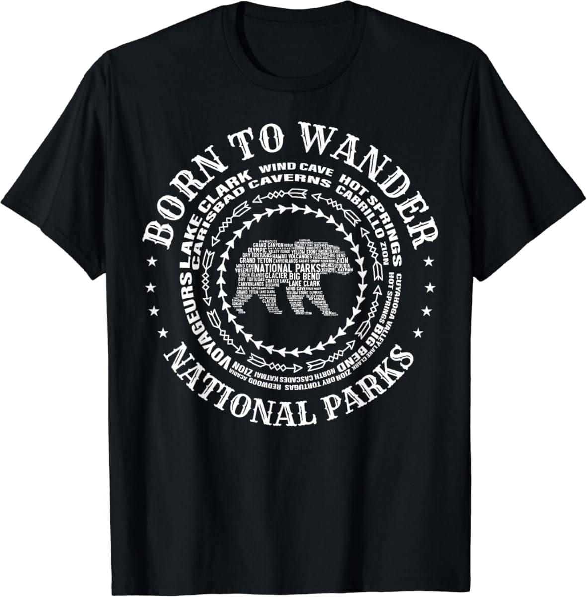 Hot Trending T-Shirt With National Parks Usa - Bear - Born To Wander National Parks T-Shirt ...