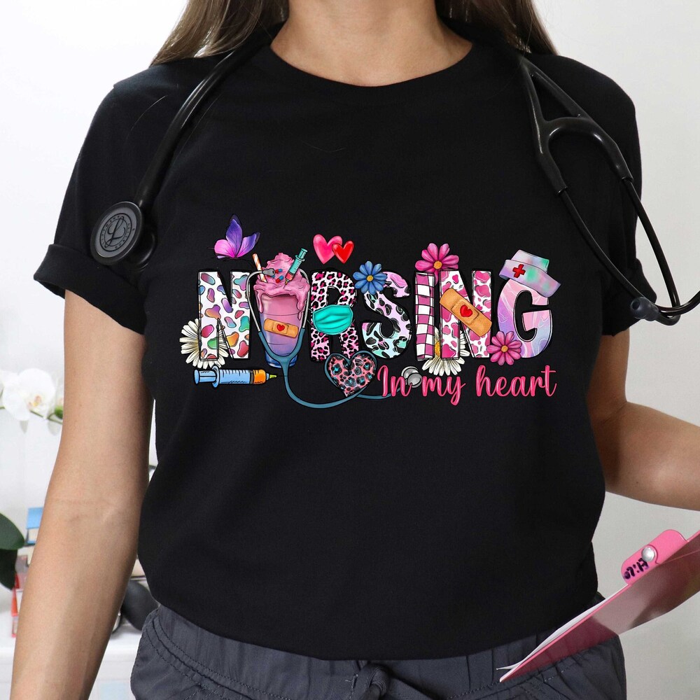 Hot Trending T-Shirt With Nursing In My Heart, Registered Nurse Nurse ...