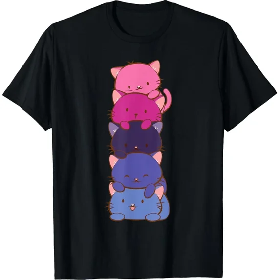 Hot Trending T-Shirt With Omnisexual Pride Flag Cute Lgbtq Kawaii Cat T ...