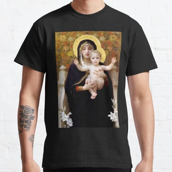 Hot Trending T-Shirt With Our Lady: Virgin Of The Lilies, Bouguereau Classic Design Preview Only ...