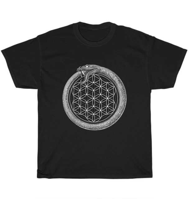 Hot Trending T-Shirt With Ouroboros Snake Sacred Geometry Flower Life ...