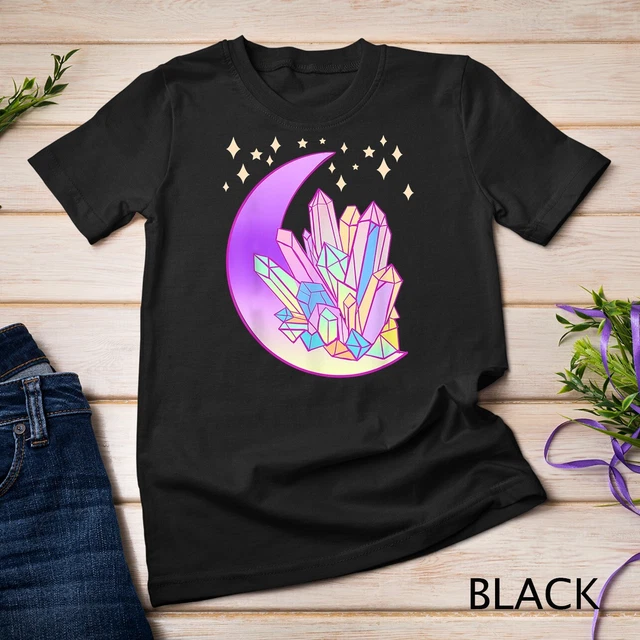 Hot Trending T-Shirt With Pastel Goth Crystal Cluster Glowing Moon ...