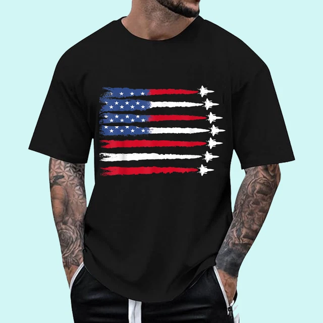 Hot Trending T-Shirt With Patriotic Red White Blue Usa Flag Fighter ...