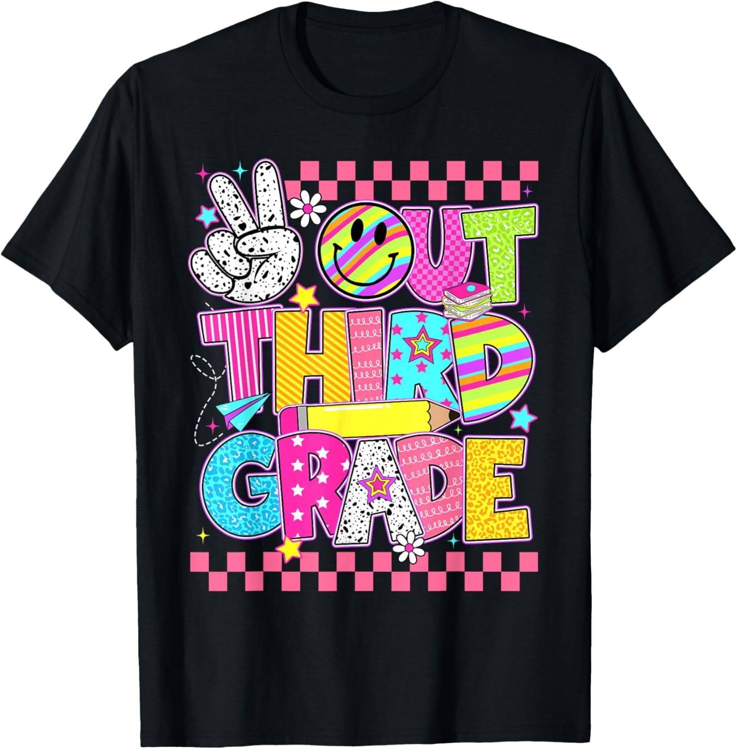 Hot Trending T-Shirt With Peace Out Third Grade 3Rd Grade Groovy Last ...