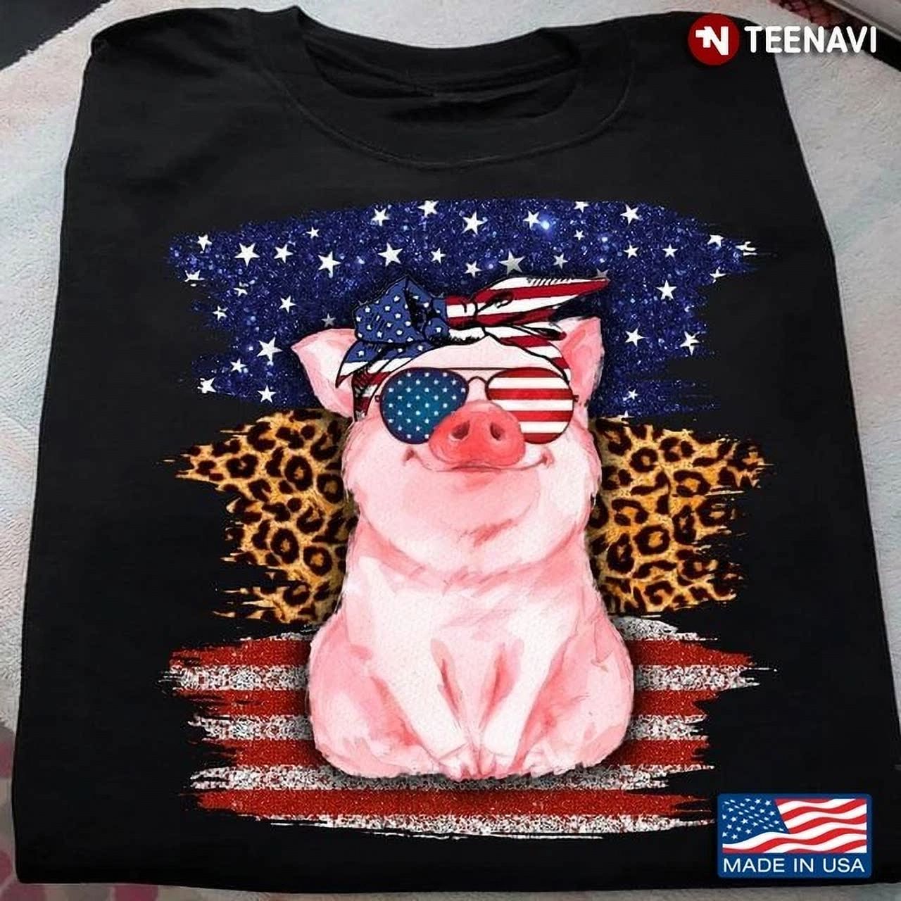 Hot Trending T-Shirt With Pig American Flag Leo.Pard For 4Th Of July ...