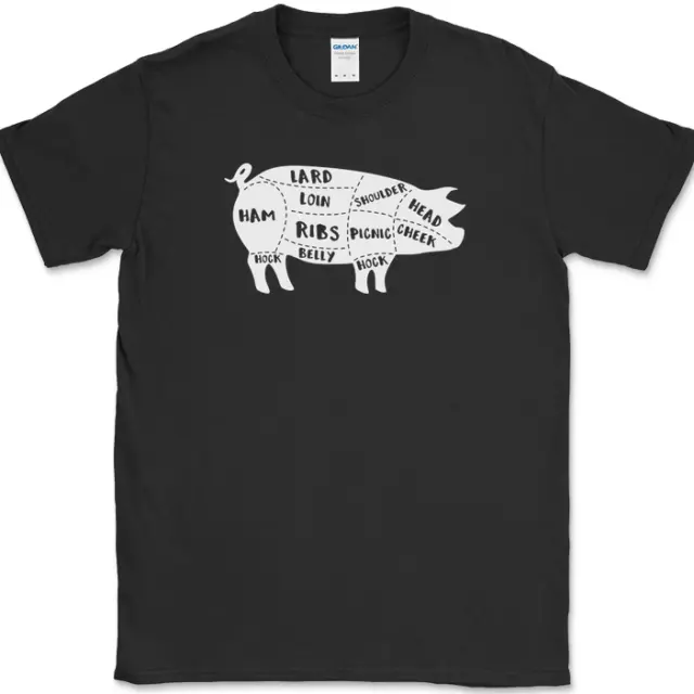 Hot Trending T-Shirt With Pig Meat Cuts Butcherfunny Bbq Grilling Bacon ...