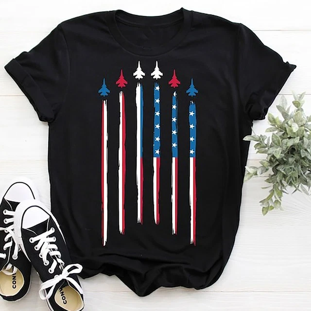 Hot Trending T-Shirt With Pilot Airplane American Flag Military Jet T ...