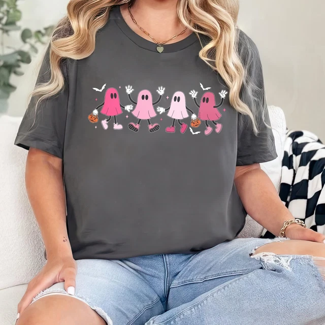 Hot Trending T-Shirt With Pink Ghost Breast Cancer Shirt, Cute Ghosts ...