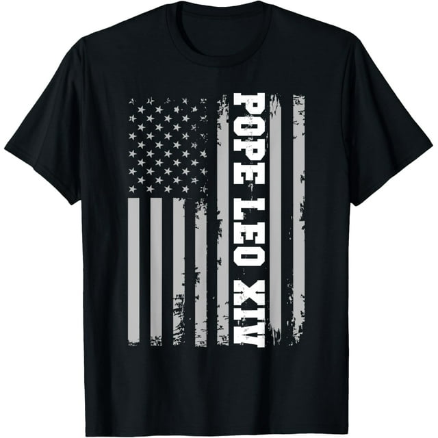 Hot Trending T-Shirt With Pope Leo Xiv 14Th First American Pope Usa Flag Vintage - Walmart.com