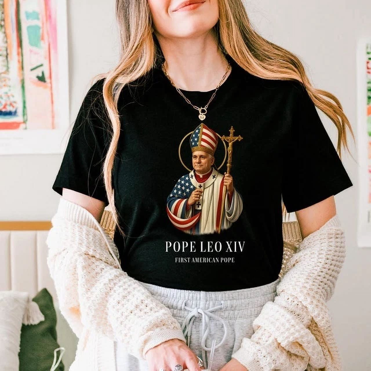 Hot Trending T-Shirt With Pope Leo Xiv, New Pope, American Pope, Faith ...
