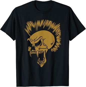 Hot Trending T-Shirt With Punk Rock Skull Mohawk Style Punks Not Dead ...