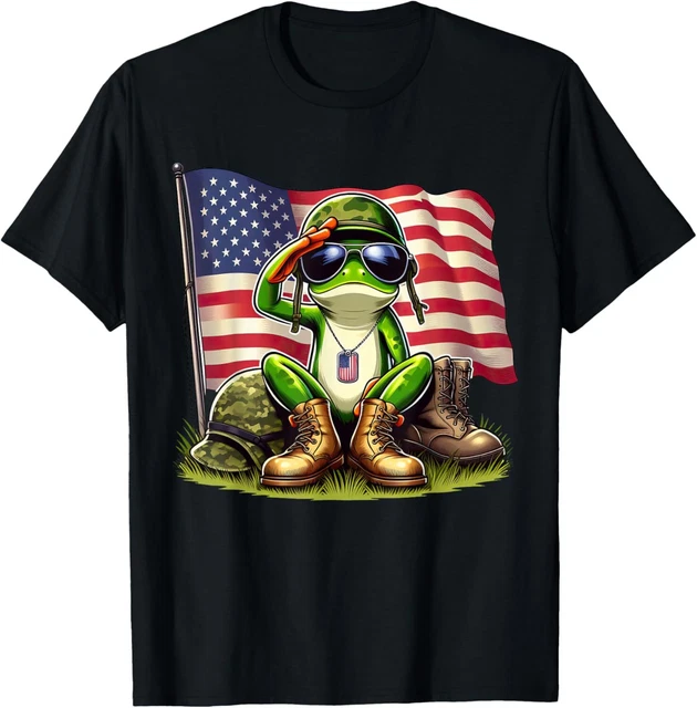 Hot Trending T-Shirt With Qunhshirt Salute Frog American Usa Flag ...