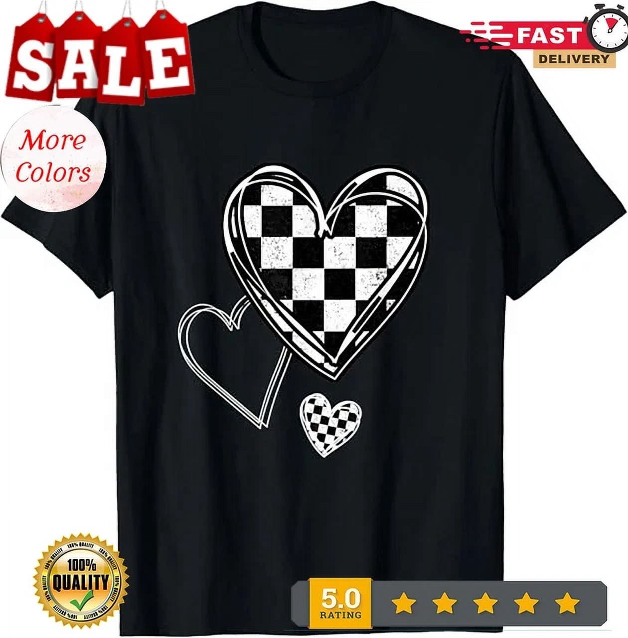 Hot Trending T-Shirt With Race Car Checker Flag Racing Heart Auto Racer ...