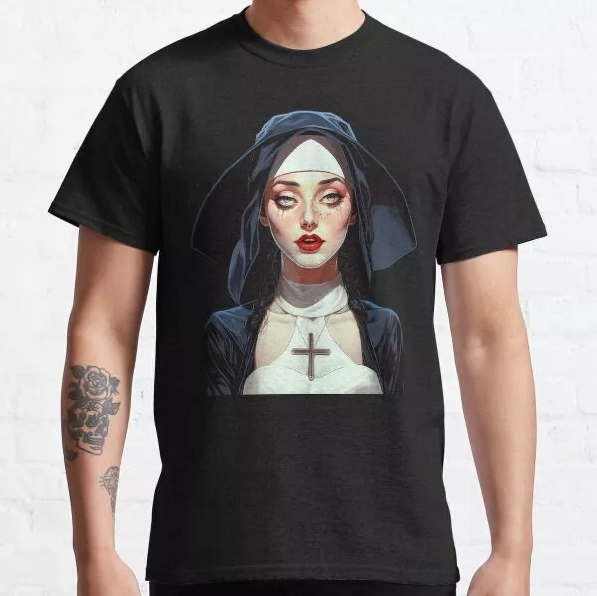 Hot Trending T-Shirt With Realistic Hot Nun Gothic Anime Artwork ...