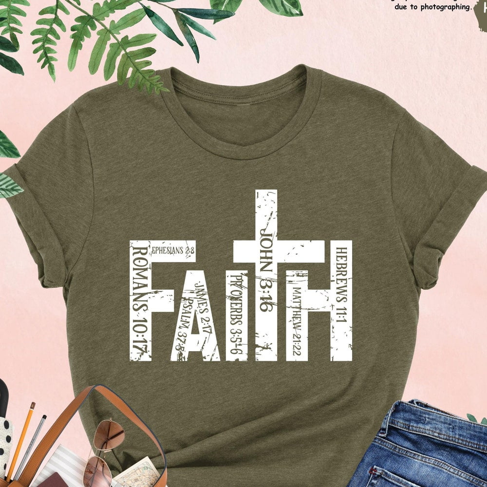 Hot Trending T-Shirt With Retro Faith, Christian Cross, Bible Verse ...