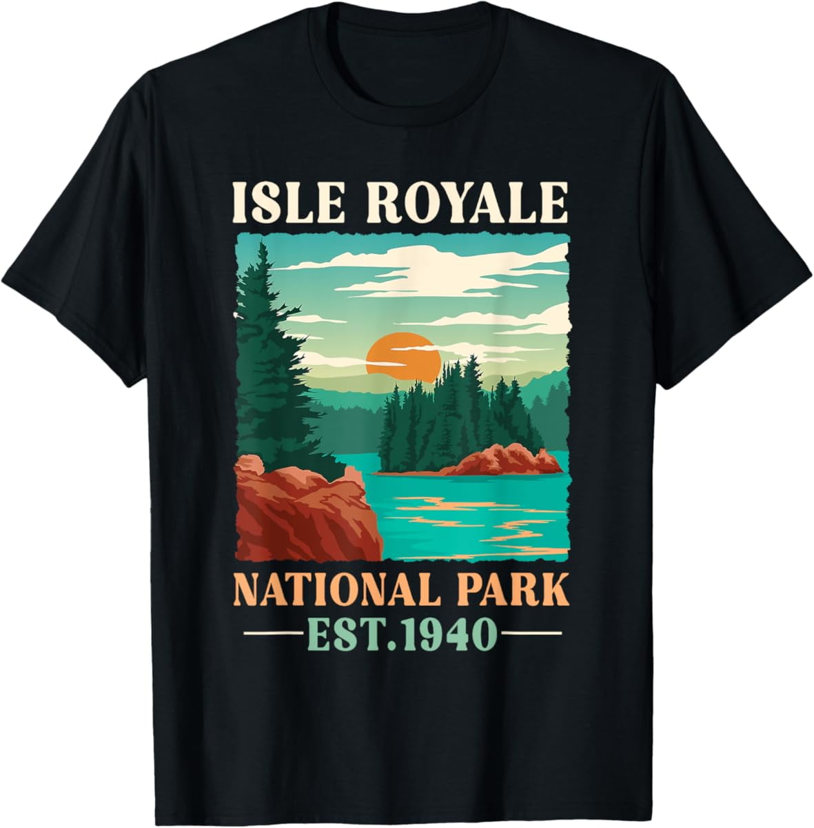 Hot Trending T-Shirt With Retro Isle Royale National Park Est 1940 Hiking T-Shirt Design Preview ...