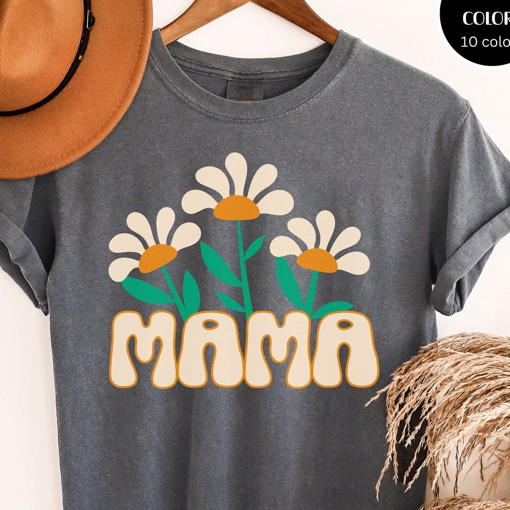 Hot Trending T-Shirt With Retro Mama, Flower Mom, Groovy Mom, Oversized ...