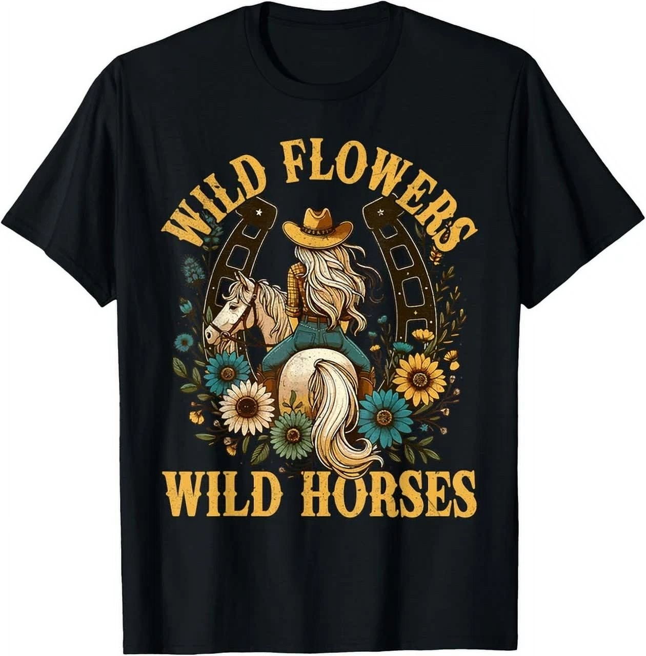 Hot Trending T-Shirt With Retro Southern Sunset Cowwild Flowers - Wild ...
