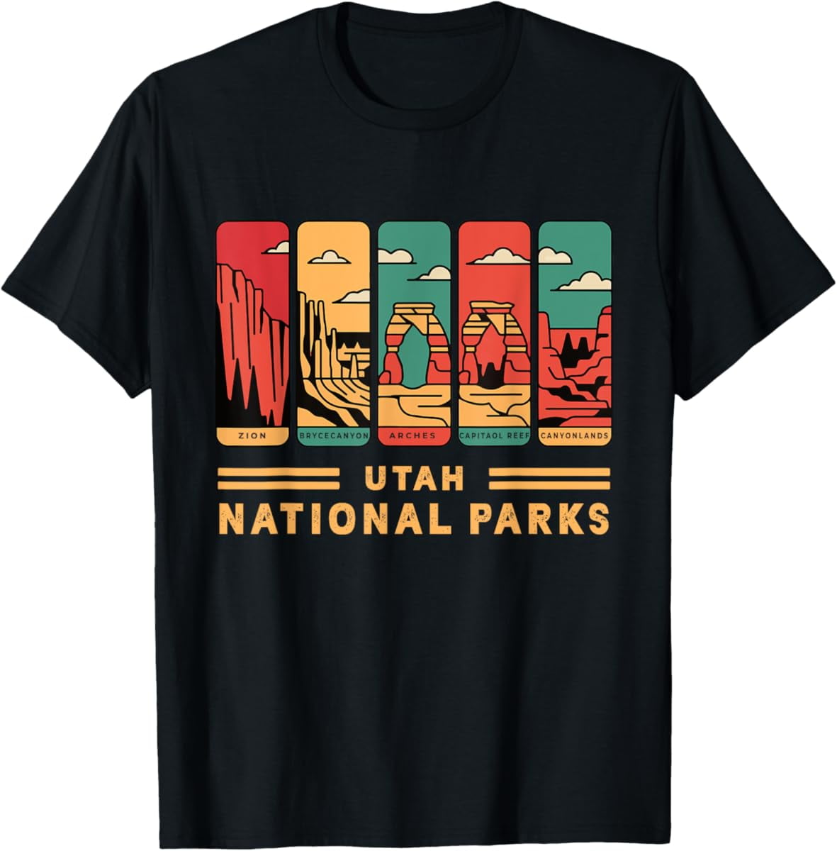 Hot Trending T-Shirt With Retro Utah Mighty Five National Parks Moab ...
