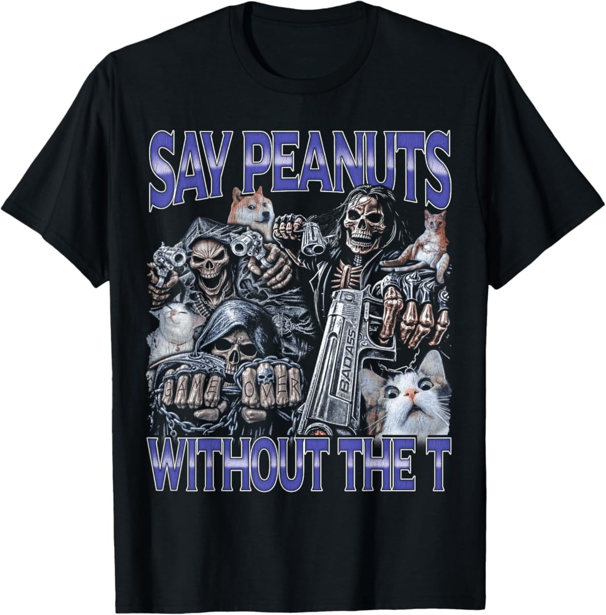 Hot Trending T-Shirt With Say Peanuts - Edgy Skeleton Bootleg Hard Skeleton T-Shirt Design ...
