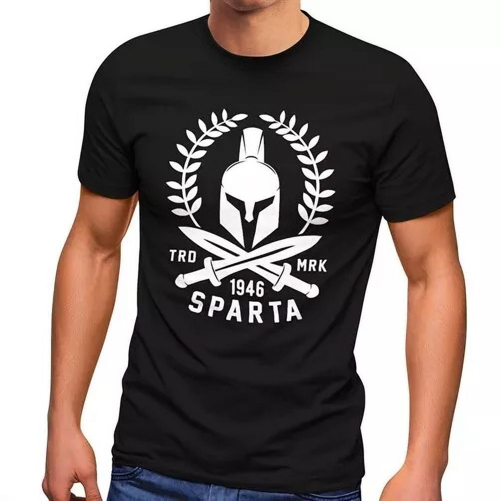 Hot Trending T-Shirt With Sparta Lettering Spartan Helmet Sword Fashion ...