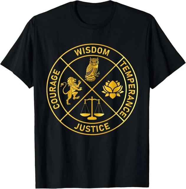 Hot Trending T-Shirt With Stoic Virtues Wisdom Temperance Justice ...