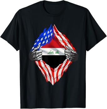 Hot Trending T-Shirt With Super Iraqi Heritage Iraq Roots Usa Flag Gift ...
