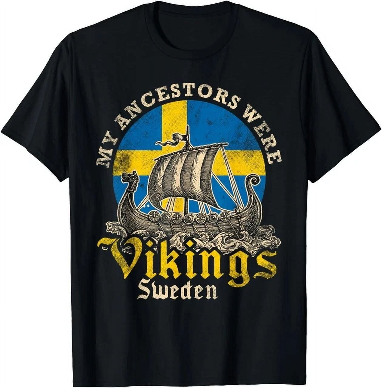 Hot Trending T-Shirt With Swedish Sweden Swede Viking Ship Flag Design ...