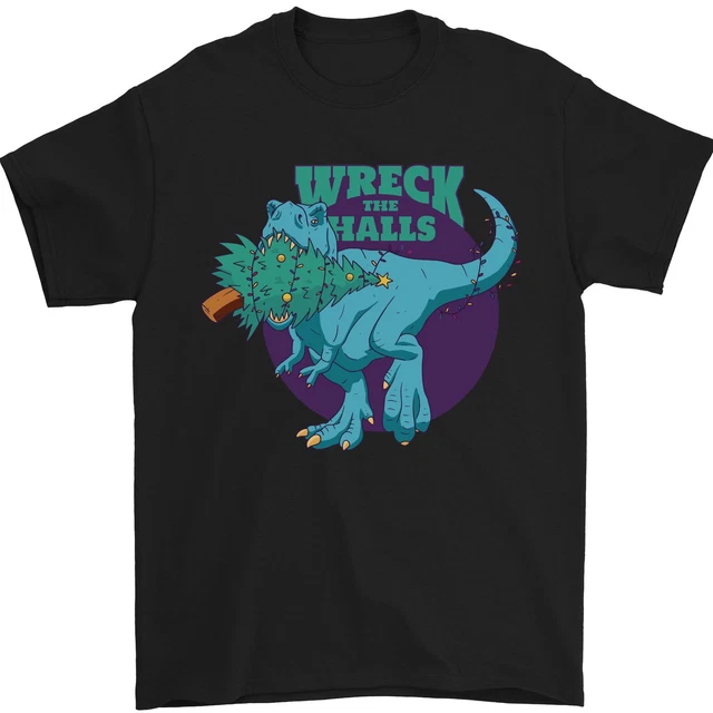 Hot Trending T-Shirt With T-Rex Ruining Christmas Wreck The Halls T ...