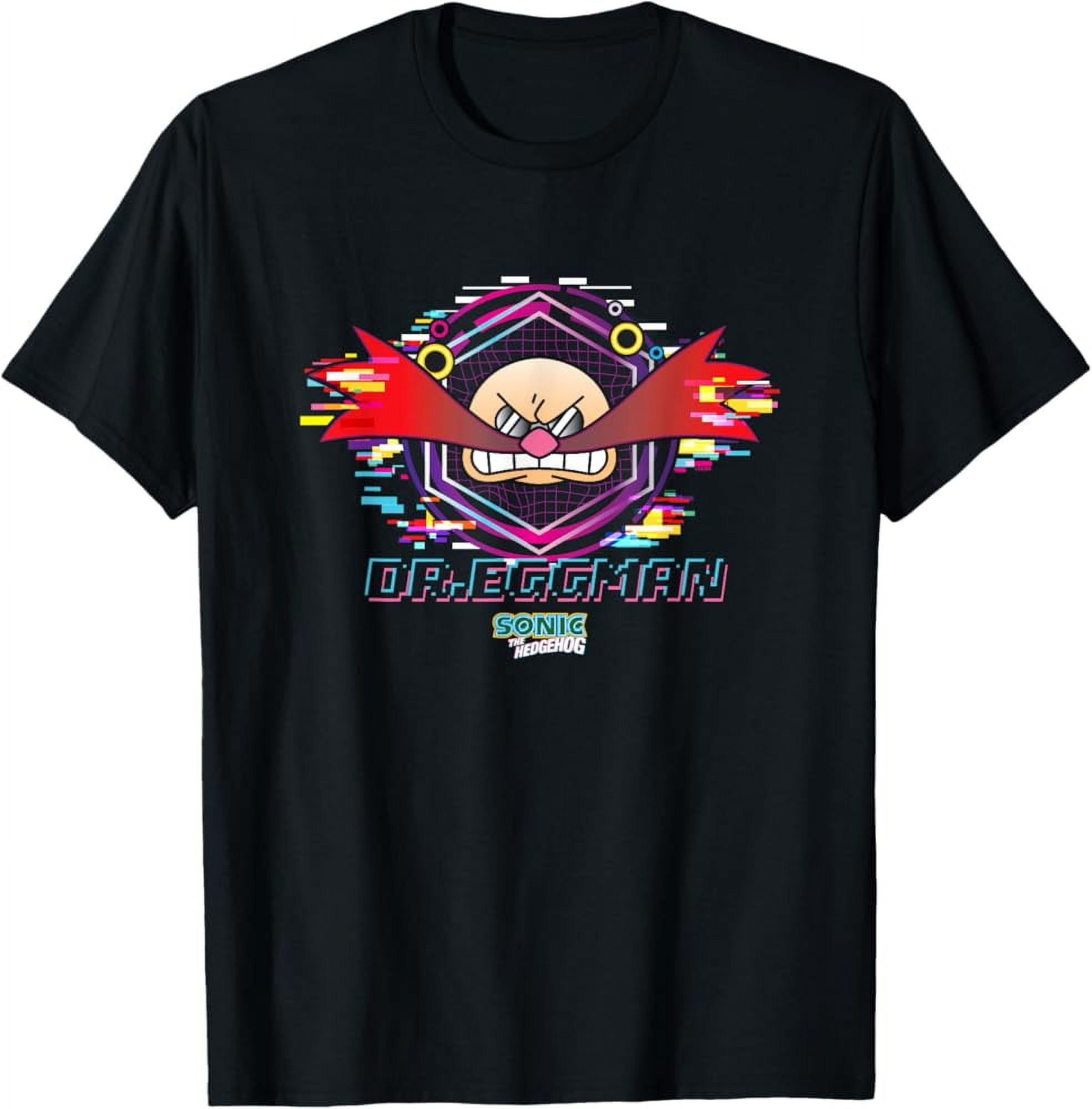 Hot Trending T-Shirt With The Hedgehog Dr. Eggman Glitched Out Face Logo Design Preview Only ...