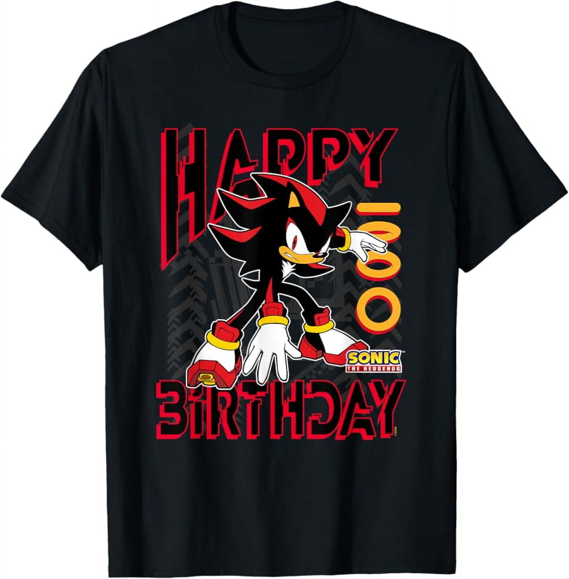 Hot Trending T-Shirt With The Hedgehog Happy Birthday Shadow Grid Chest ...