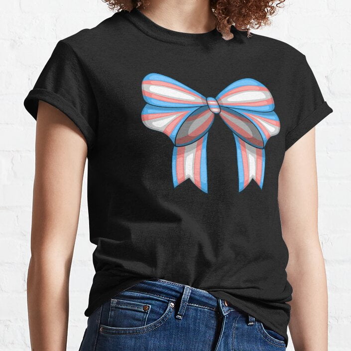 Hot Trending T-Shirt With Trans Pride Bow Design Preview Only - Walmart.com