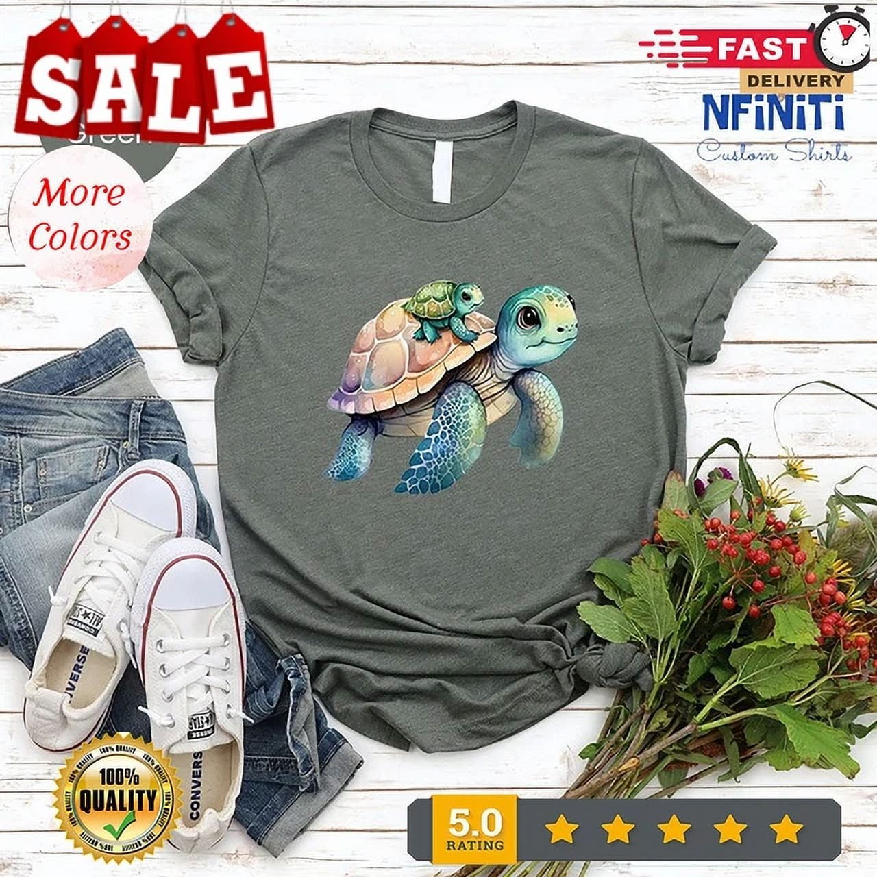 Hot Trending T-Shirt With Turtle Mom Shirt, Sea Turtle Shirts, Mom And ...