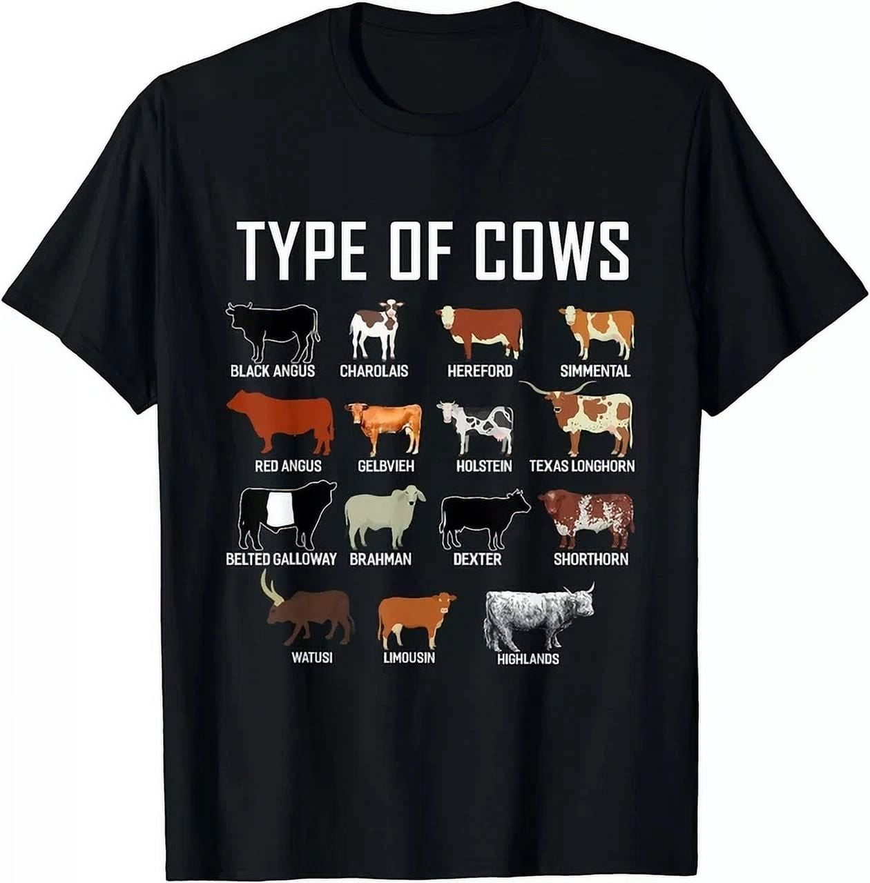 Hot Trending T-Shirt With Types Of Cows Farmer Tee Costume Cow Design ...