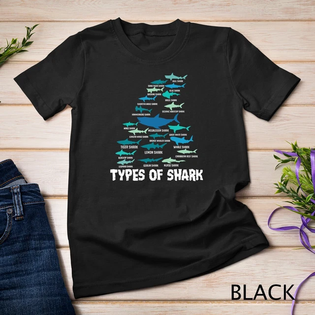 Hot Trending T-Shirt With Types Of Shark Megalodon Great White Nurse ...