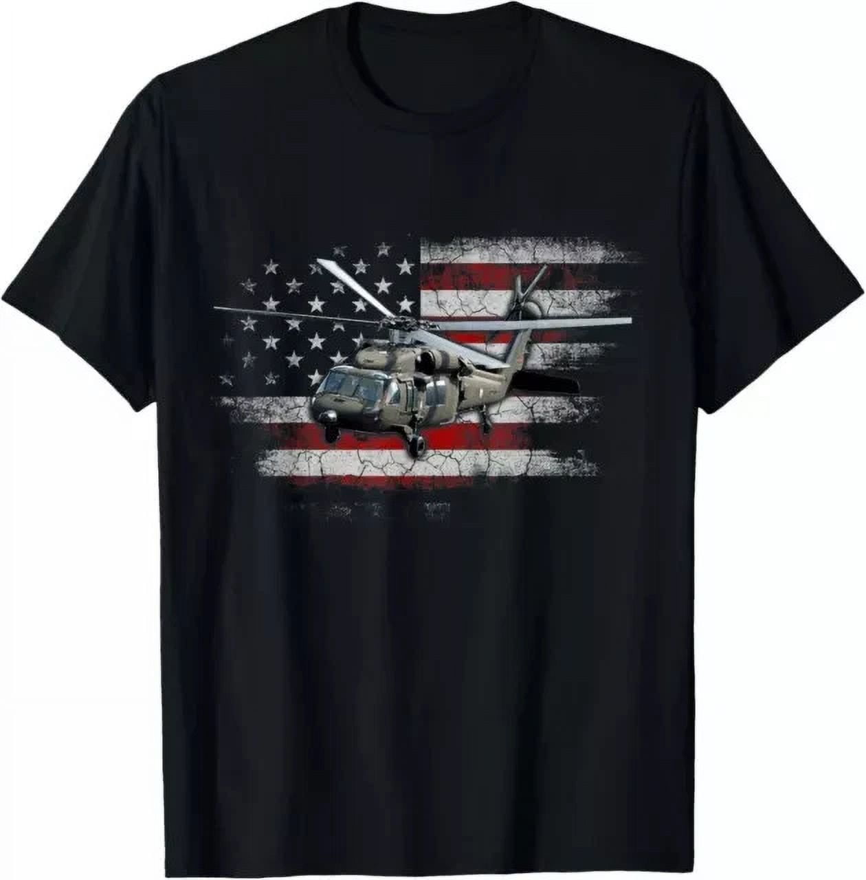 Hot Trending T-Shirt With Uh-60 Black Hawk Helicopter Vintage Flag ...