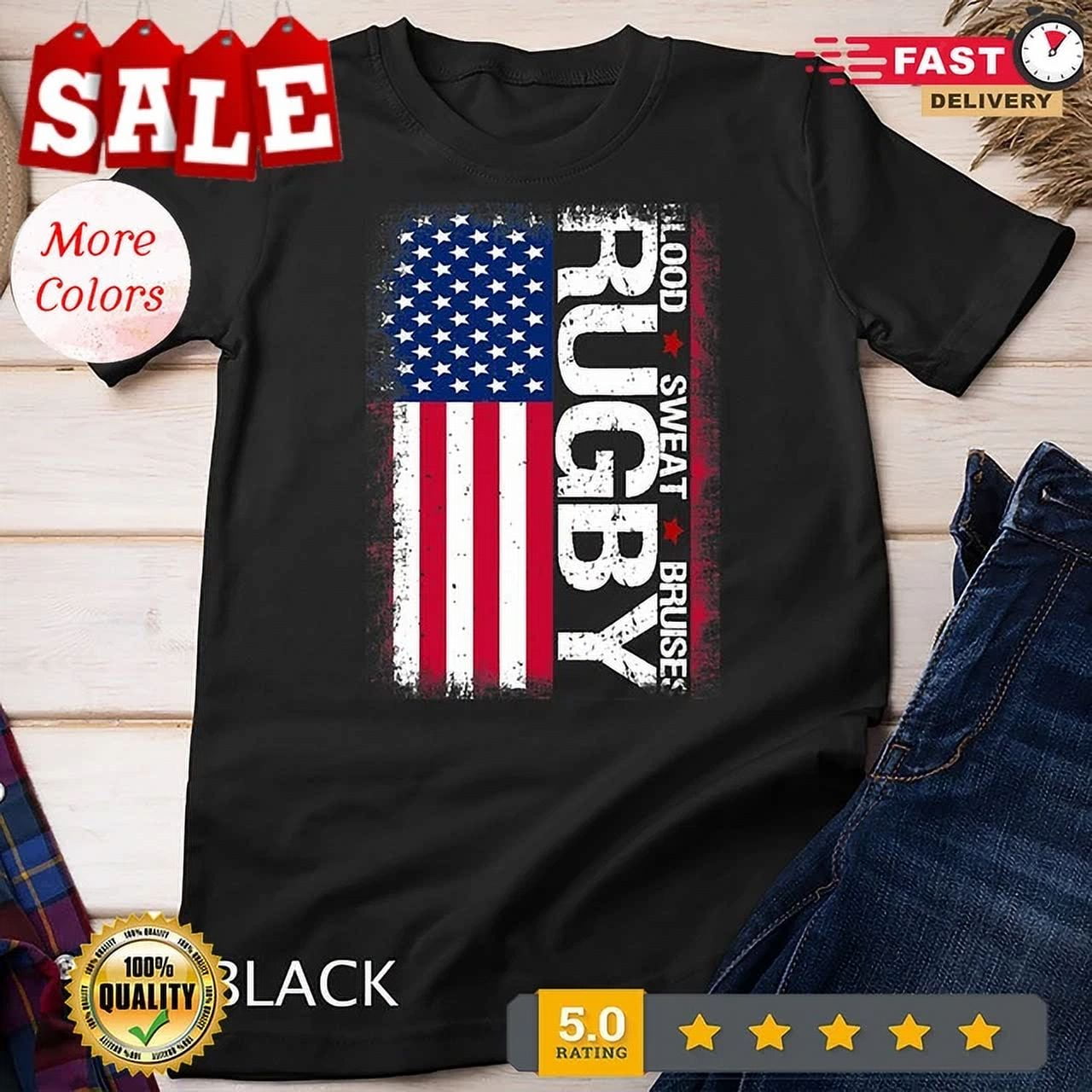 Hot Trending T-Shirt With Usa Rugby Flag Distressed Rugby Design ...