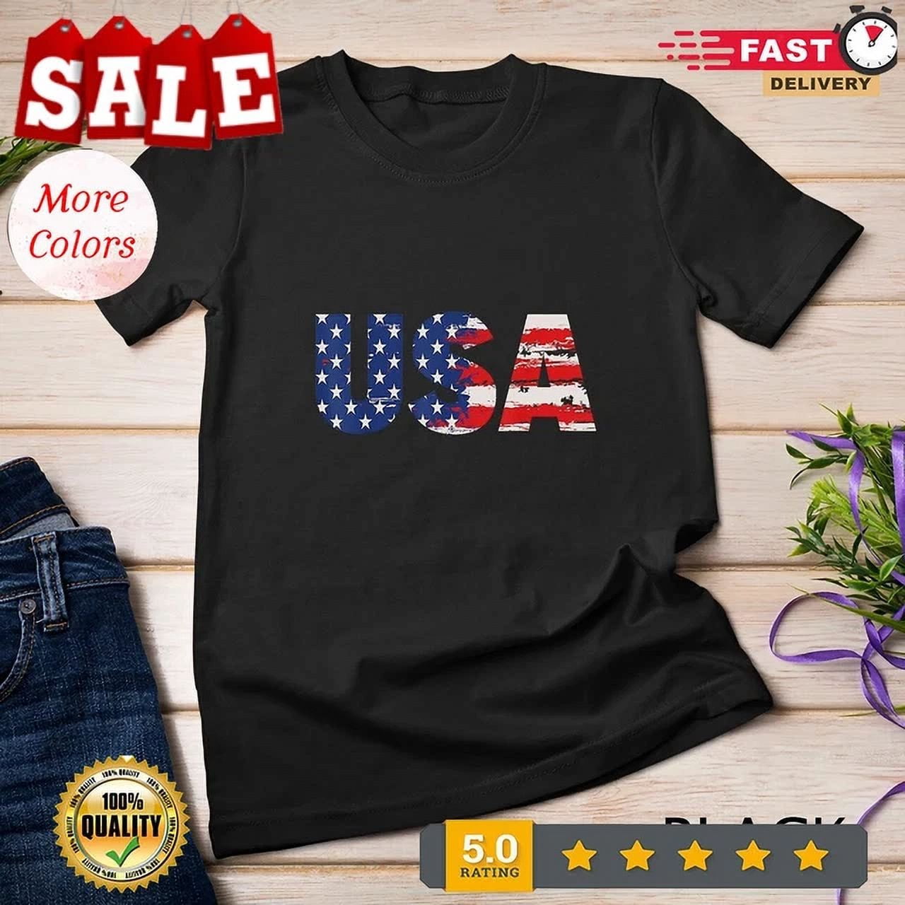 Hot Trending T-Shirt With Usa T Shirt Women Men Patriotic American Flag ...