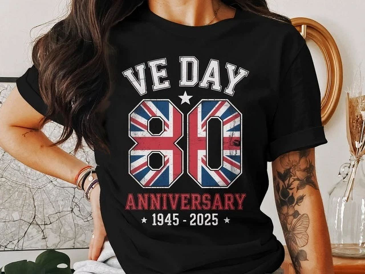Hot Trending T-Shirt With Ve Day 80Th Anniversary S, Uk Flag Tees ...