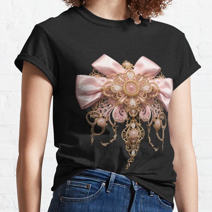 Hot Trending T-Shirt With Victorian Steampunk Coquette Bow – Elegant ...