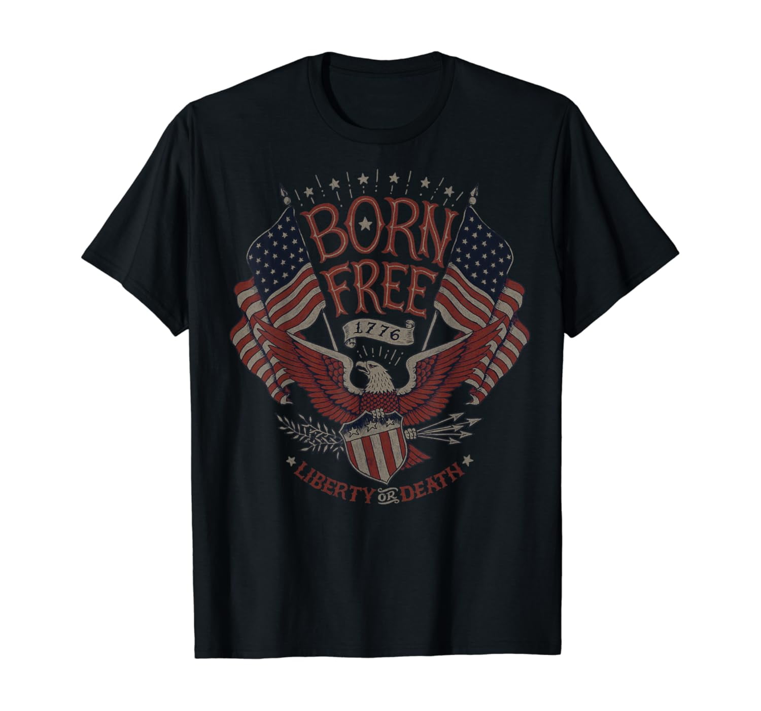 Hot Trending T-Shirt With Vintage Born Free Eagle American Flag 4Th Of ...
