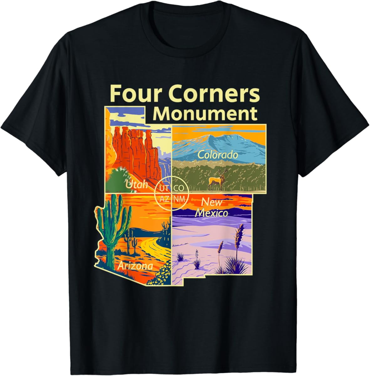 Hot Trending T-Shirt With Vintage Four Corners Monument With Us ...