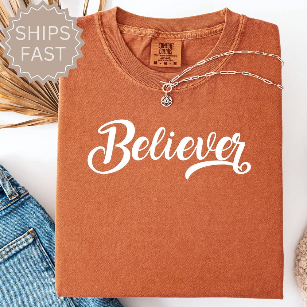 Hot Trending Tee with Believer Gift For Her, Retro Christian Gifts ...