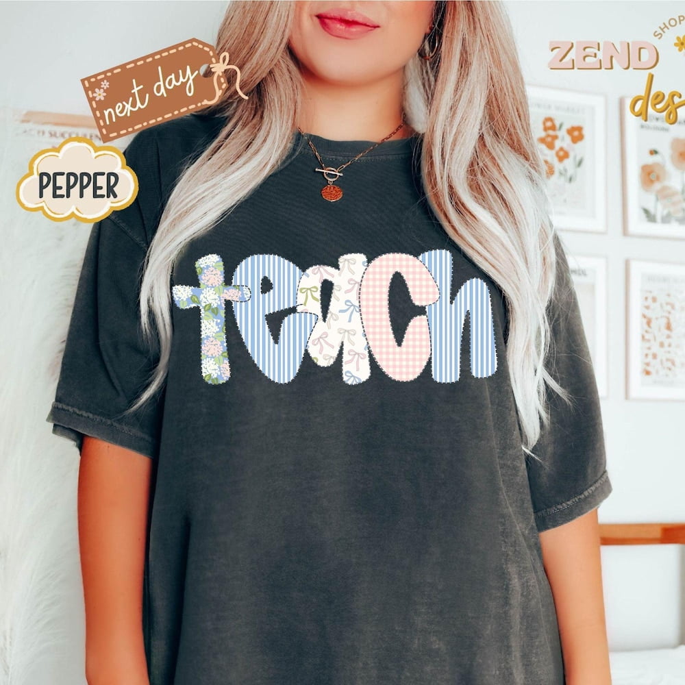 Hot Trending Tee With Floral Teacher Shirt, Cute Teacher Gift, Spring ...