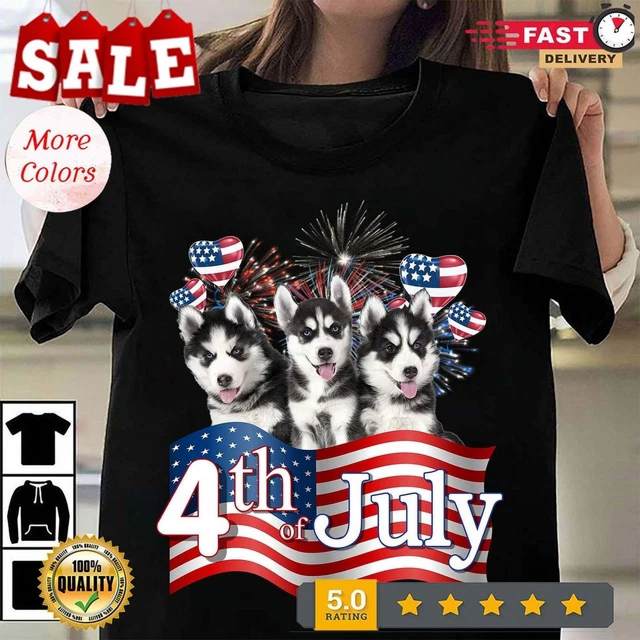 Hot Trending Tee With 4Th Of July Husky Dog, America Independence Day ...