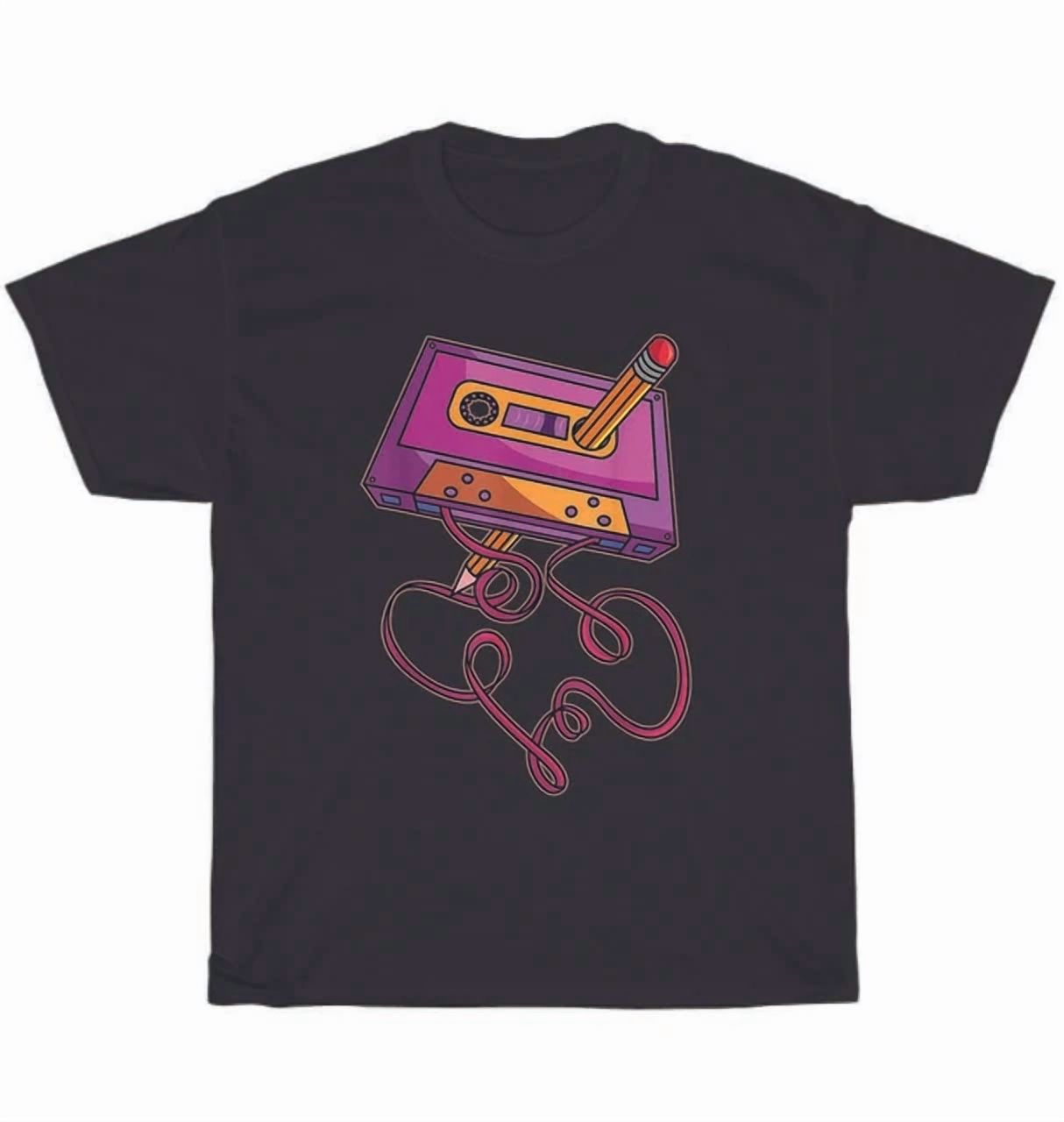 Hot Trending Tee With 80S Cassette Tape Pencil 1980S Retro Vintage ...