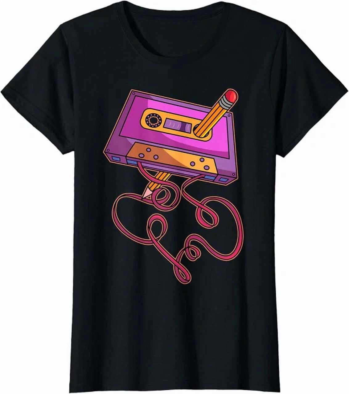 Hot Trending Tee With 80S Cassette Tape Pencil Retro Throwback Music T ...