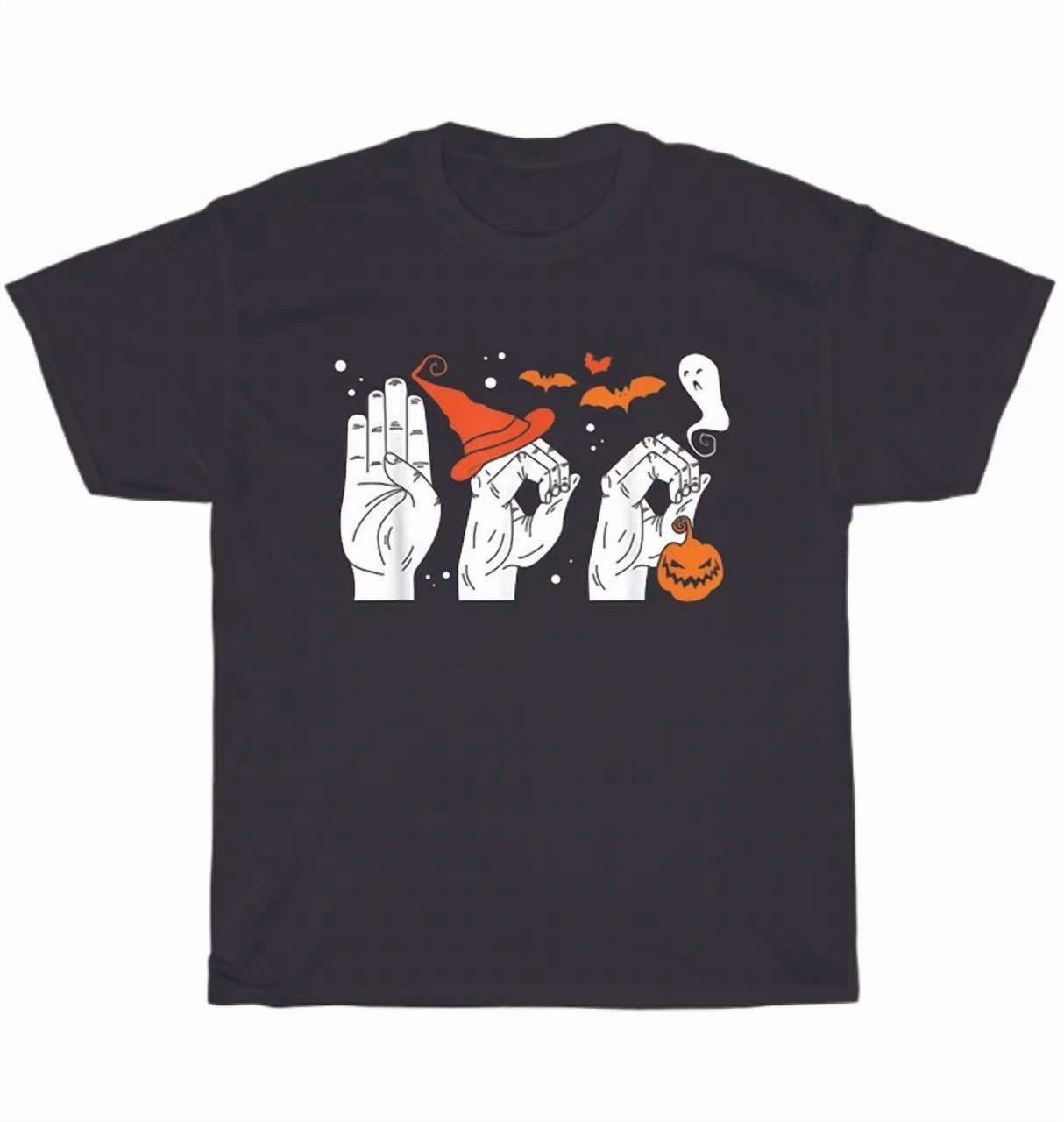 Hot Trending Tee With American Sign Language Boo Asl Party Ghost Pumpkin T-Shirt Unisex Gift ...