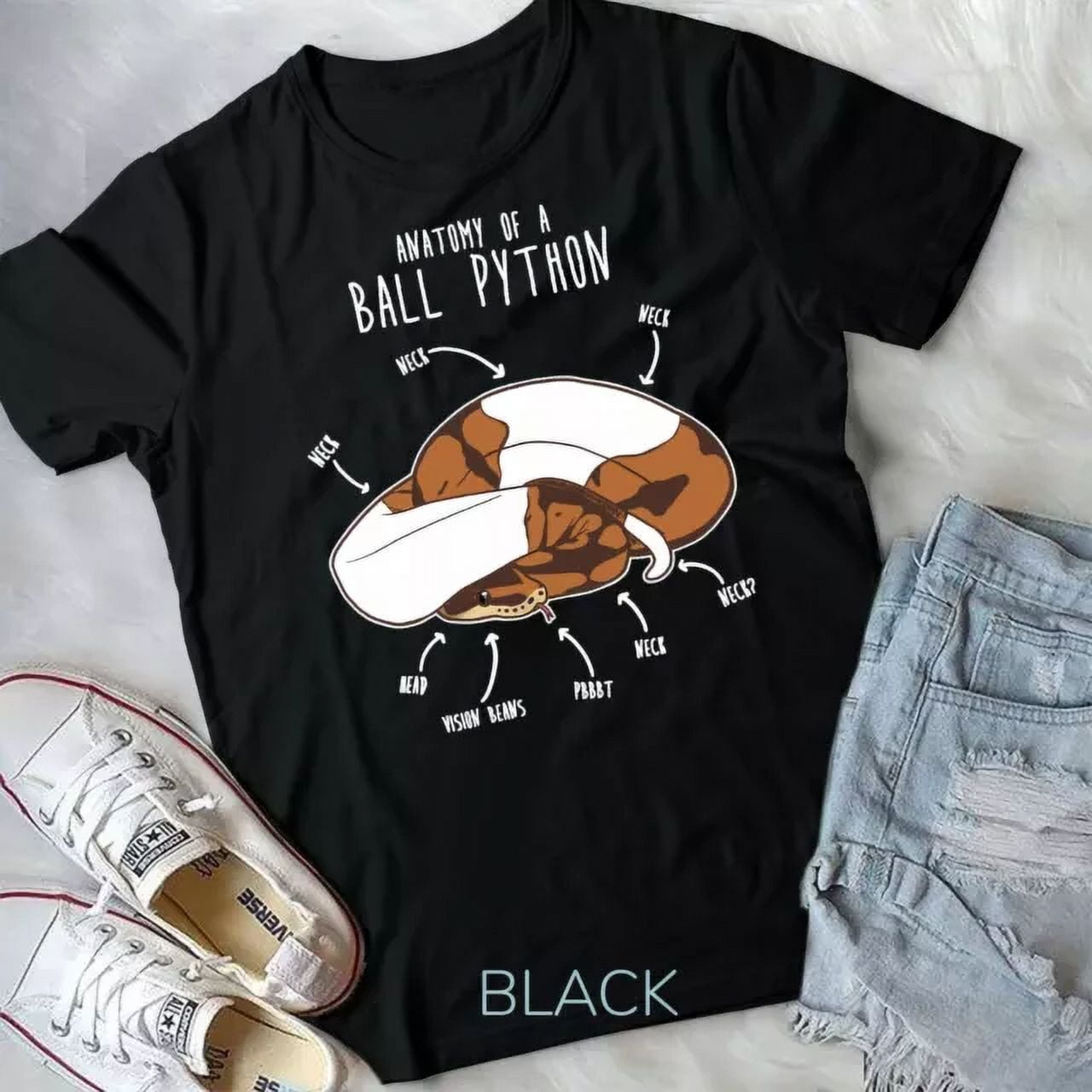 Hot Trending Tee With Anatomy Of A Piebald Ball Python, Reptile Snake ...